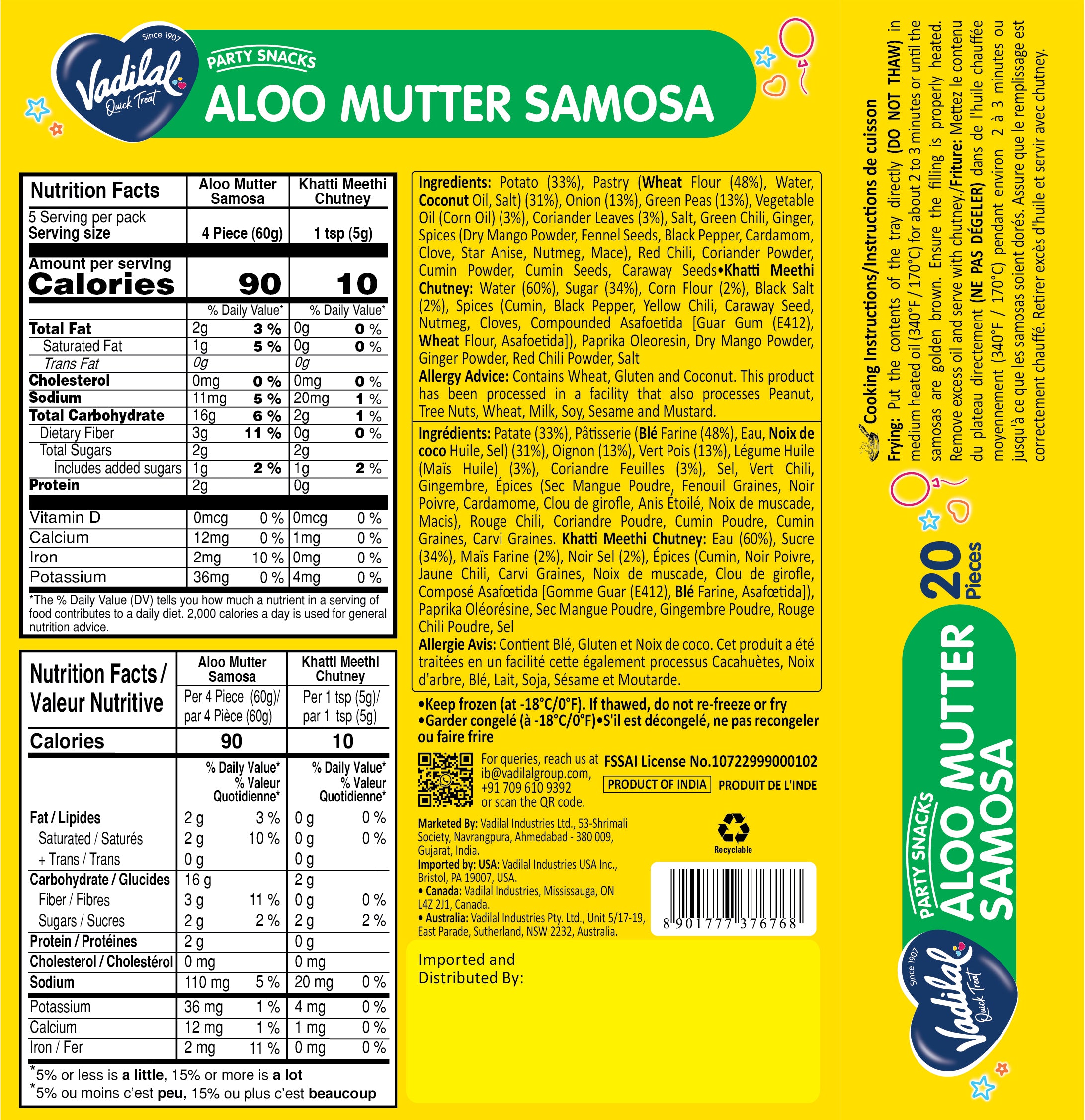 Aloo Mutter Samosa – Vadilal Quick Treat