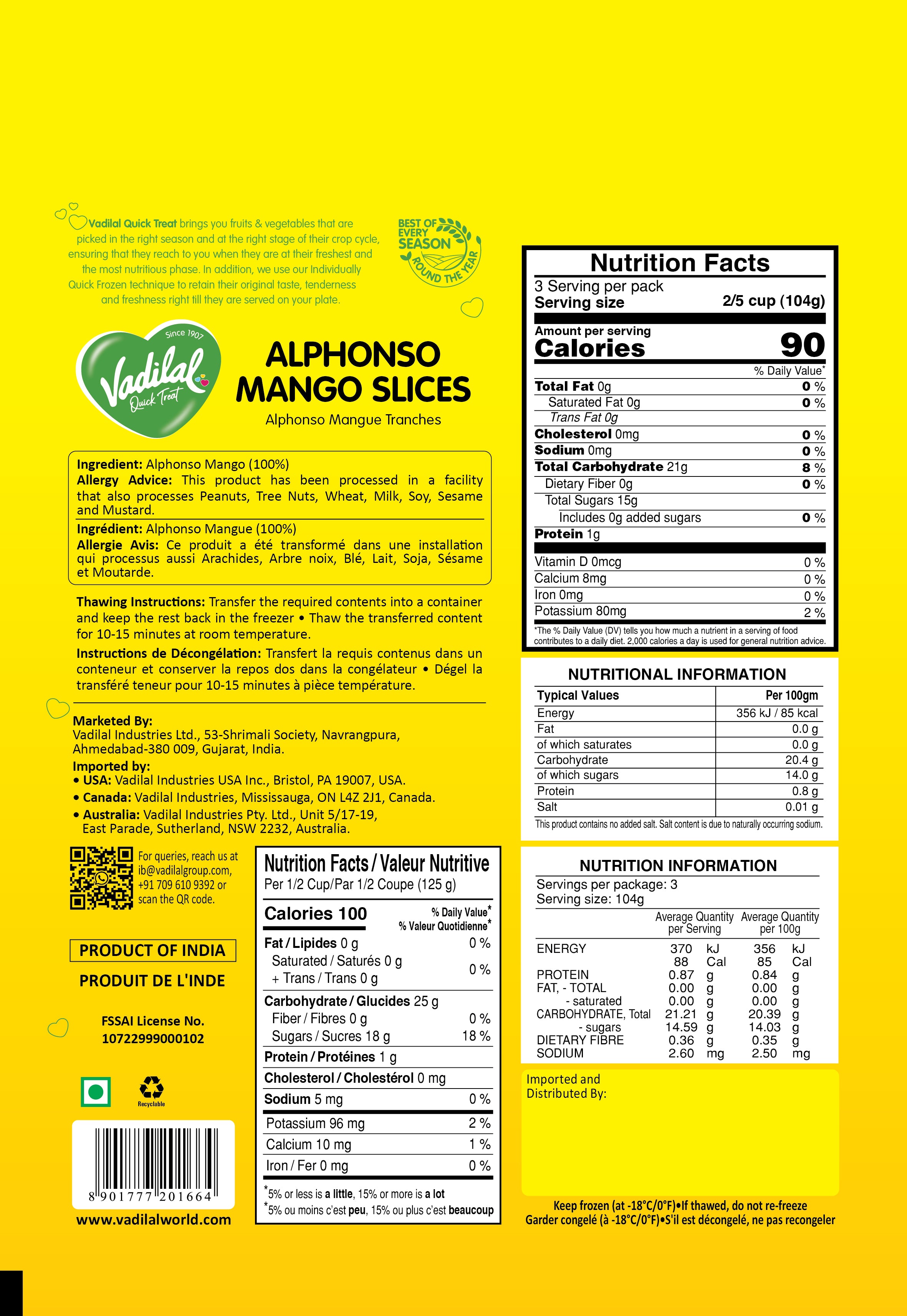 Alphonso Mango Slices – Vadilal Quick Treat