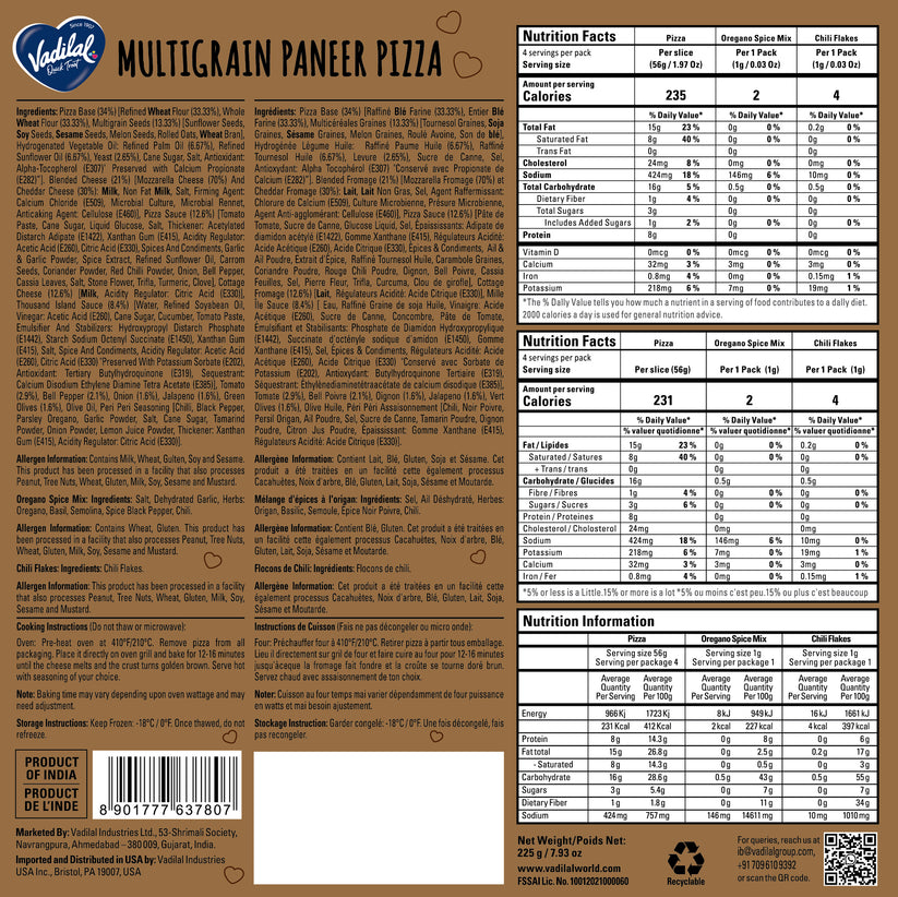 Multigrain Paneer Pizza – Vadilal Quick Treat